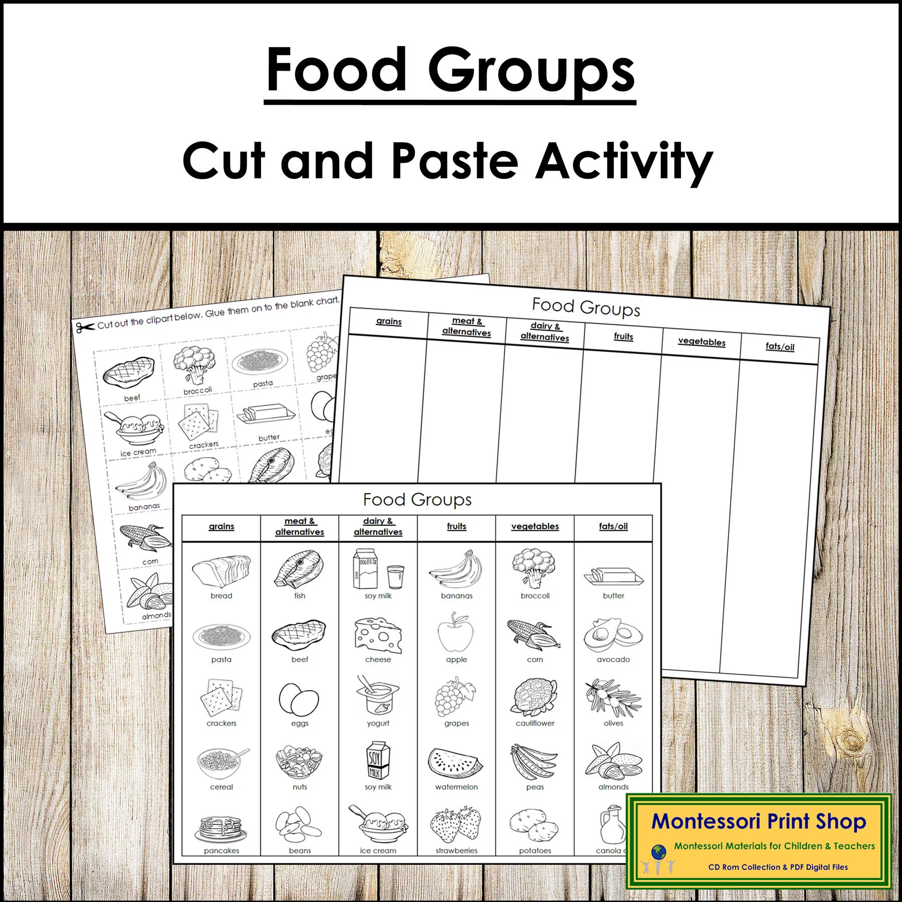 Food Groups Sorting Cut & Paste Activity [blackline Masters ...