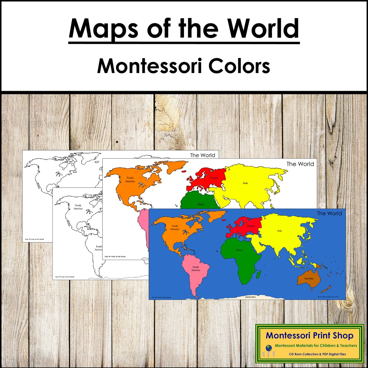 Montessori Maps of the World [color & Blackline Masters] - Geography ...