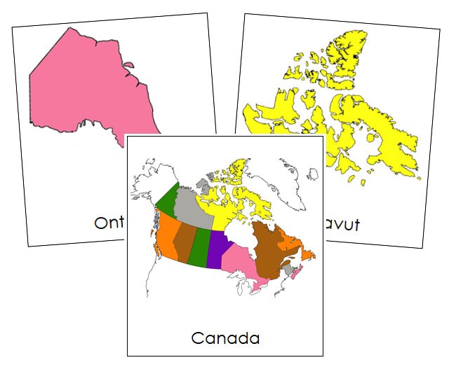 Canadian Provinces & Territories 3-part Cards color-coded - Etsy UK