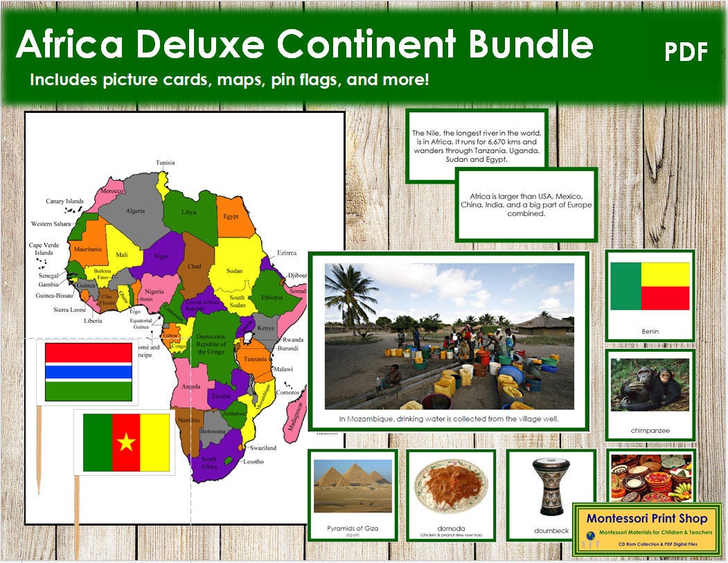 Africa Deluxe Continent Bundle color-coded Geography - Etsy