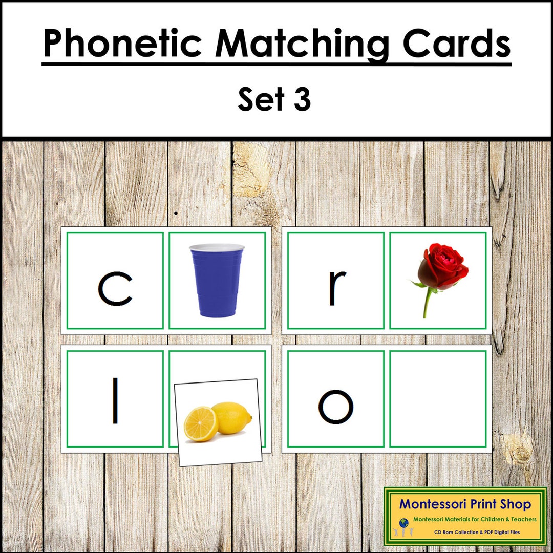 Phonetic Matching Cards Set 3 - Montessori Language - Printable ...
