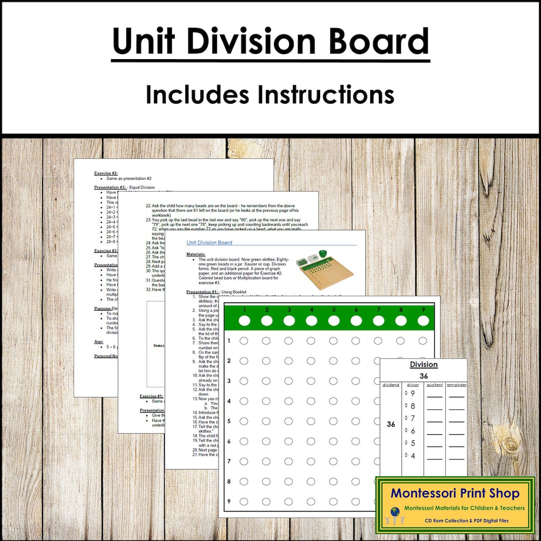 Unit Division Board & Instructions - Primary Math - Printable ...