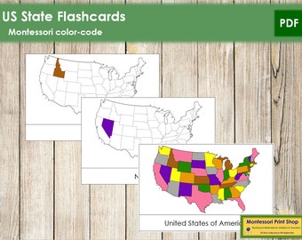 Asia Flashcards montessori Color-code Geography | Etsy