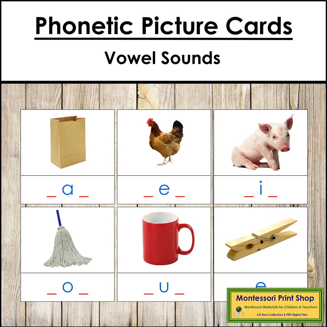 Phonetic Picture Cards (vowel Sounds) Level 1 - Montessori Language ...