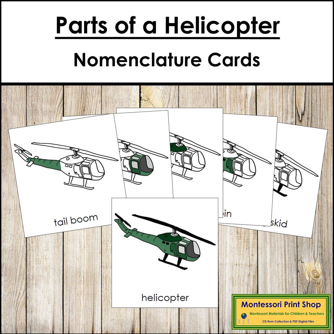 Parts of a Helicopter Nomenclature 3-part Cards & Blackline Master ...