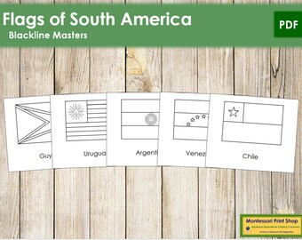 Flags of South America Montessori Continent Cards | Etsy