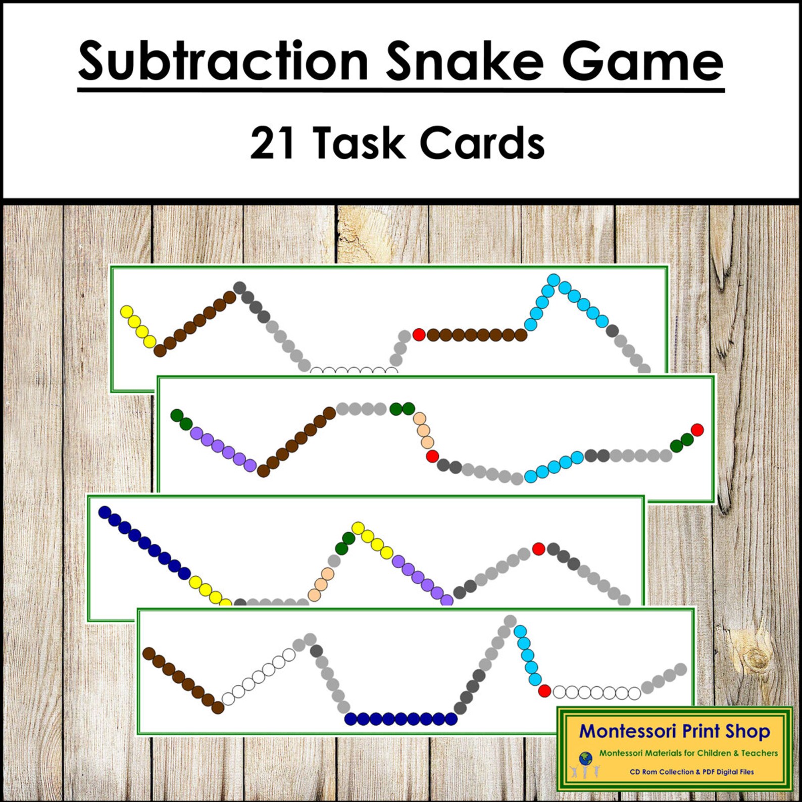 Subtraction Snake Game Task Cards color-coded Primary Math Printable ...