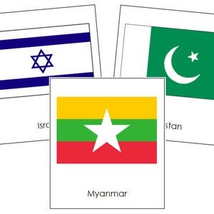 Flags of Asia - Montessori Continent Cards - Geography - Printable ...