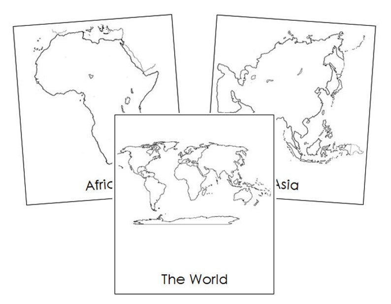 Continents of the World 3-part Cards Montessori Geography - Etsy Canada