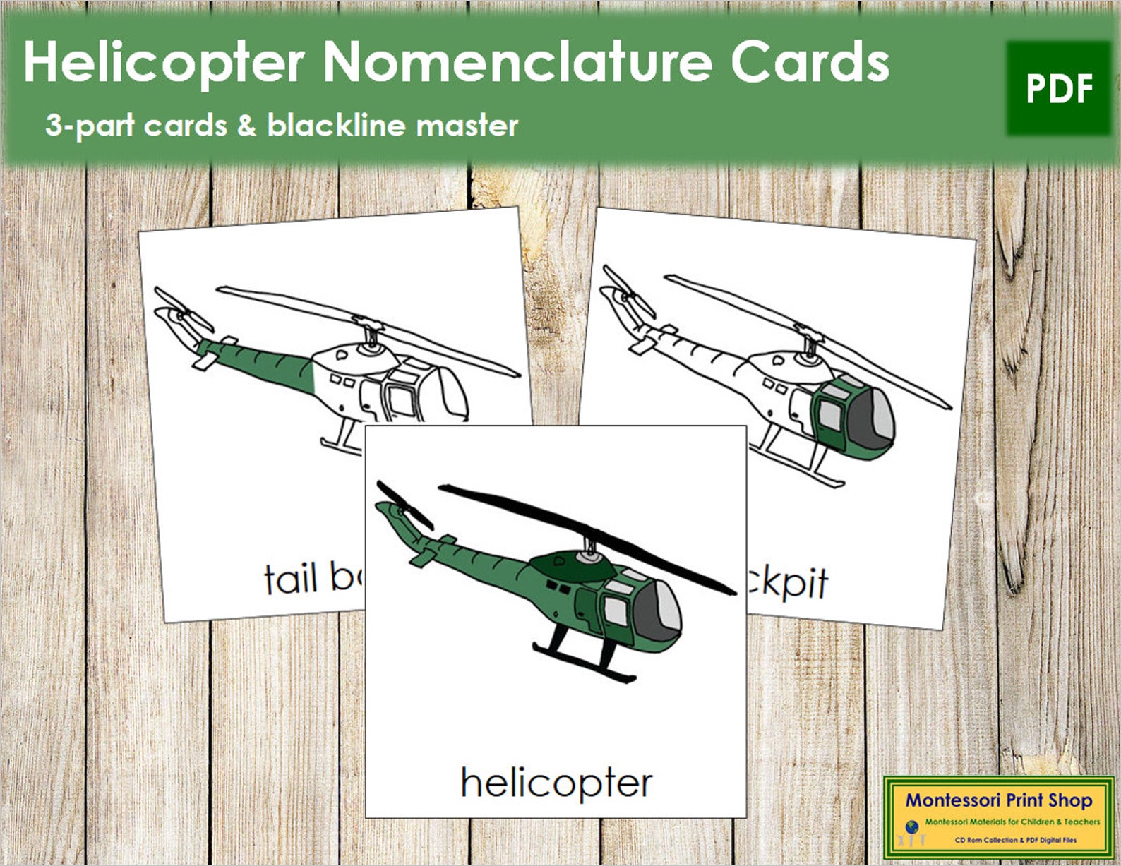 Parts of a Helicopter Nomenclature 3-Part Cards Montessori | Etsy