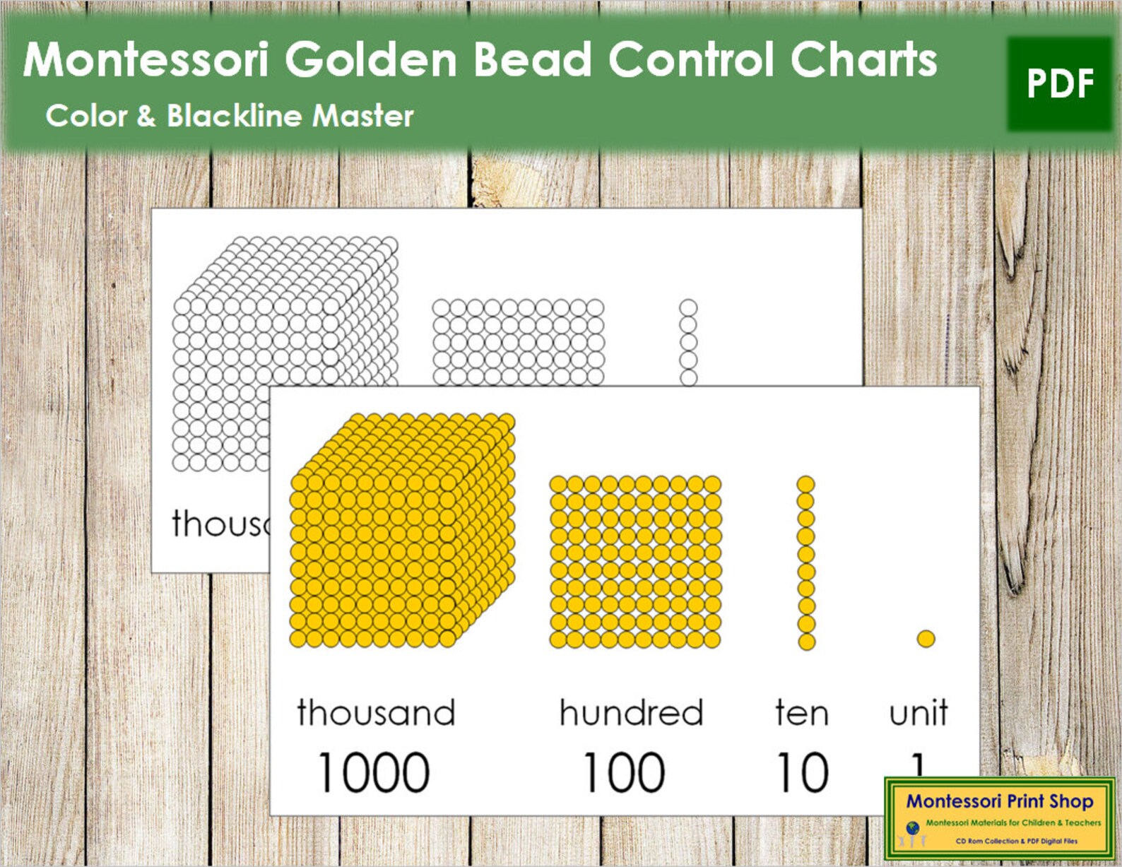 Montessori Golden Beads Control Chart & Blackline Master | Etsy