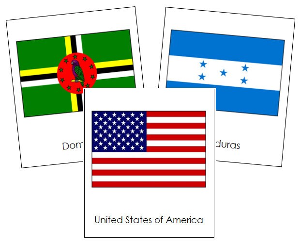 Flags of North America Montessori Continent Cards - Etsy