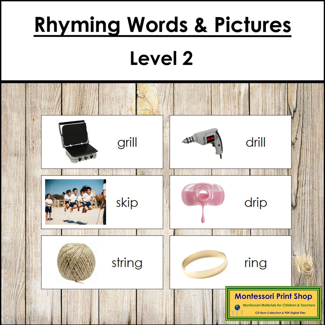 Rhyming Words & Pictures Level 2 - Montessori Language - Printable ...