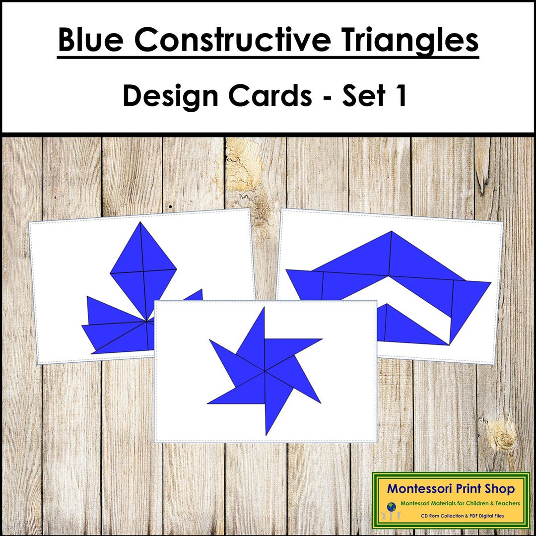 Blue Constructive Triangles Design Cards [set 1] - Montessori Geometry ...