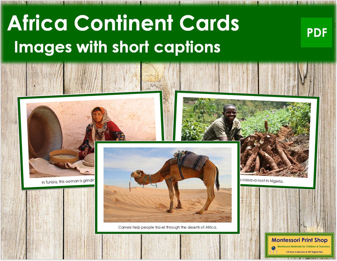Africa Continent Cards color-coded Montessori Geography - Etsy