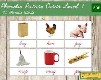 Phonetic Picture Cards Level 2 Montessori Language | Etsy