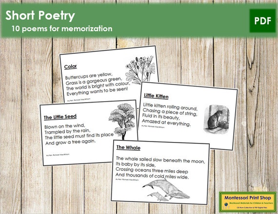 Short Poetry for Children Memorization & Copywork | Etsy