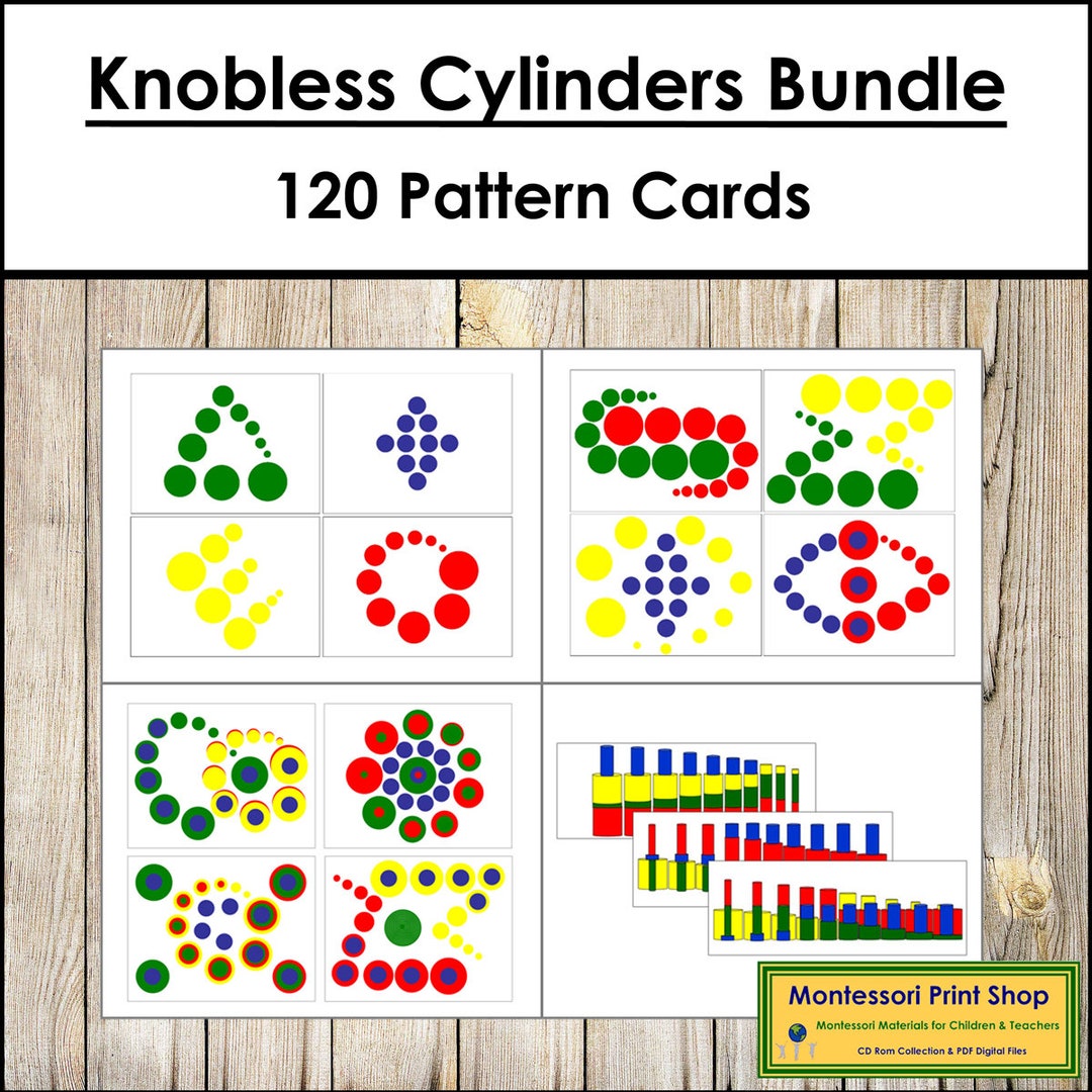 Montessori Knobless Cylinders Pattern Cards Bundle - Sensorial ...