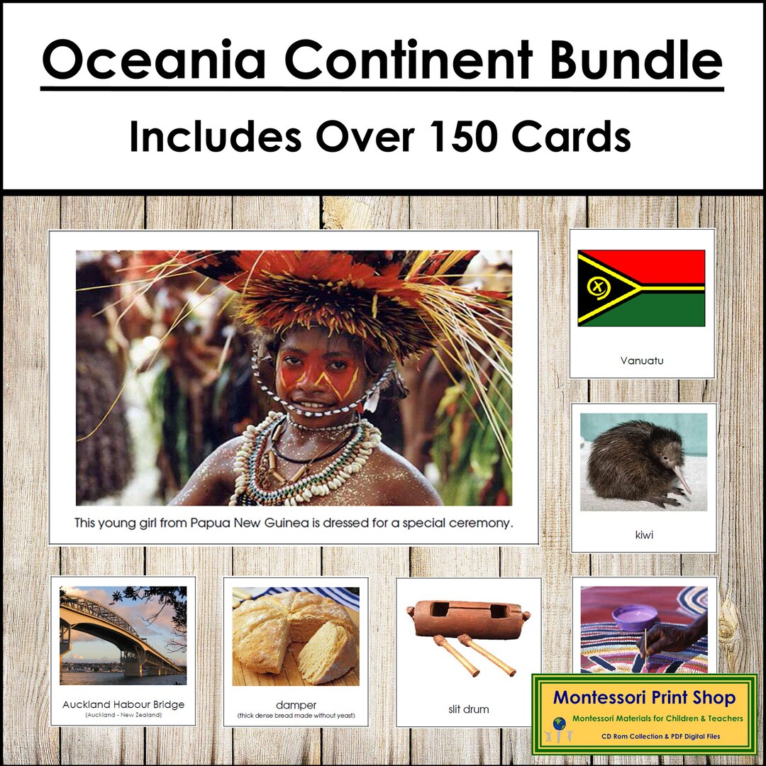 Australia/oceania Continent Bundle - Montessori Continent Cards ...