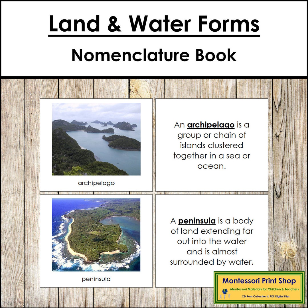 Montessori Land & Water Forms Photo Book - Earth Science - Geography ...