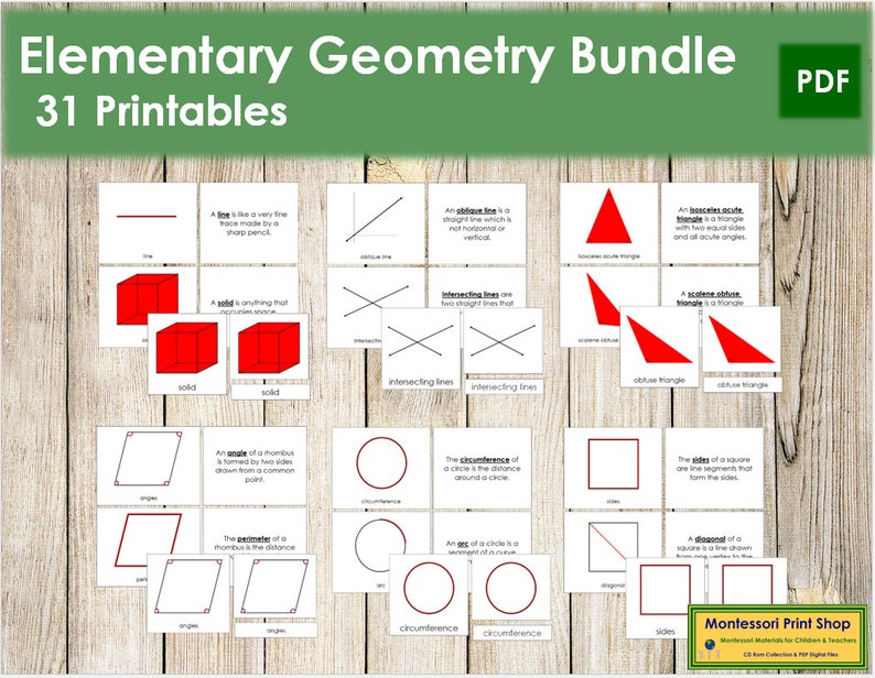 Elementary Montessori Geometry Bundle Math Printable - Etsy