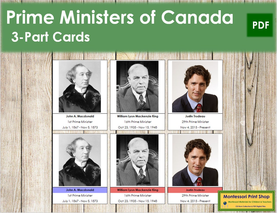 Prime Ministers of Canada 3-part Cards Canadian History - Etsy Canada