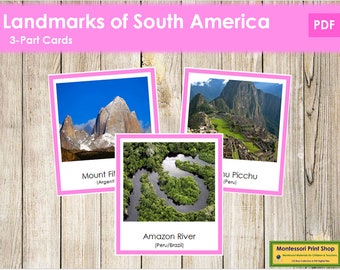 Flags of South America Montessori Continent Cards | Etsy