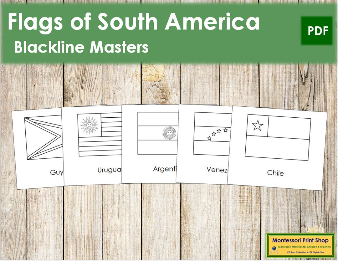 Flags of South America Blackline Masters Montessori - Etsy
