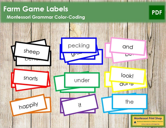 Montessori Farm Game Labels color-coded Montessori | Etsy