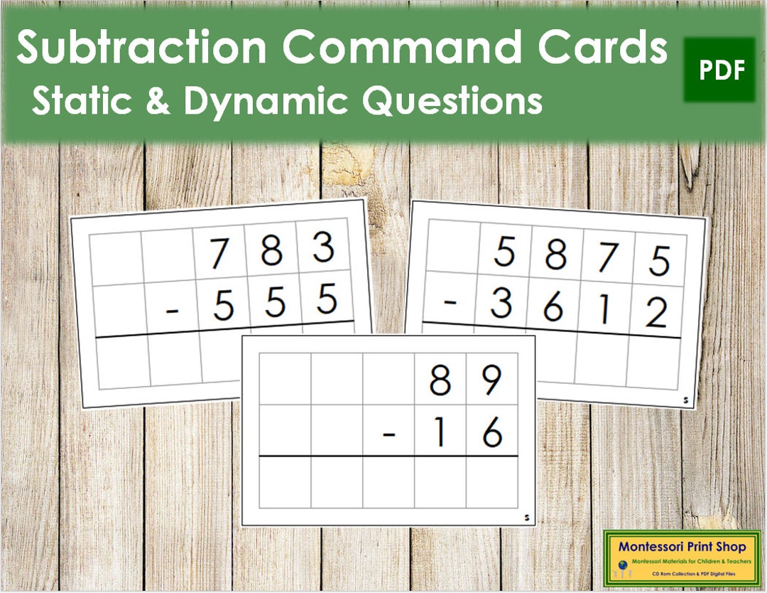 Subtraction Command Cards Math Operations Task Cards - Etsy