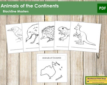 Animals of the Continents Sorting Blackline Masters Zoology | Etsy
