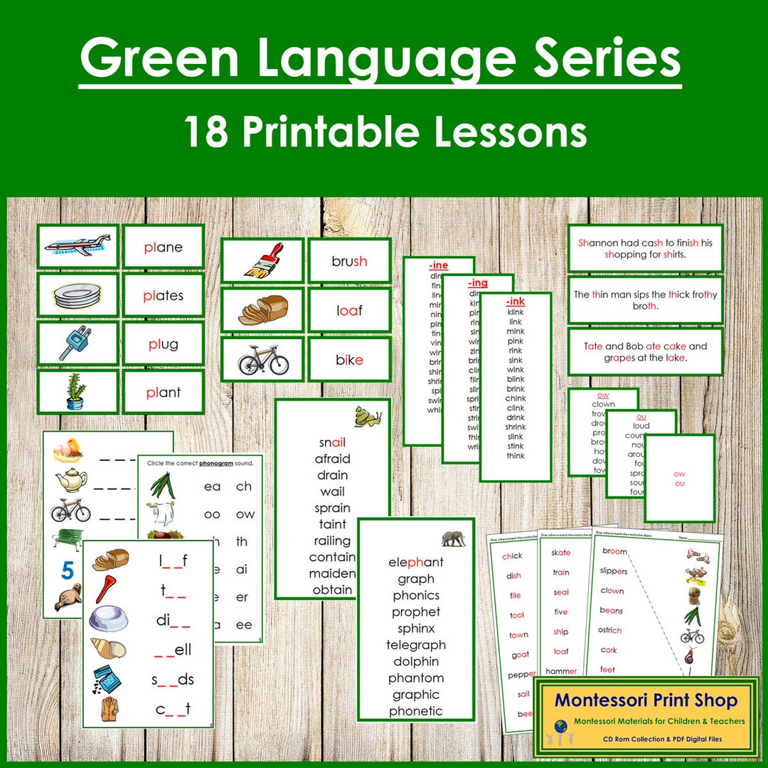 Montessori Green Phonogram Language Series Bundle (CLIPART) - Primary ...