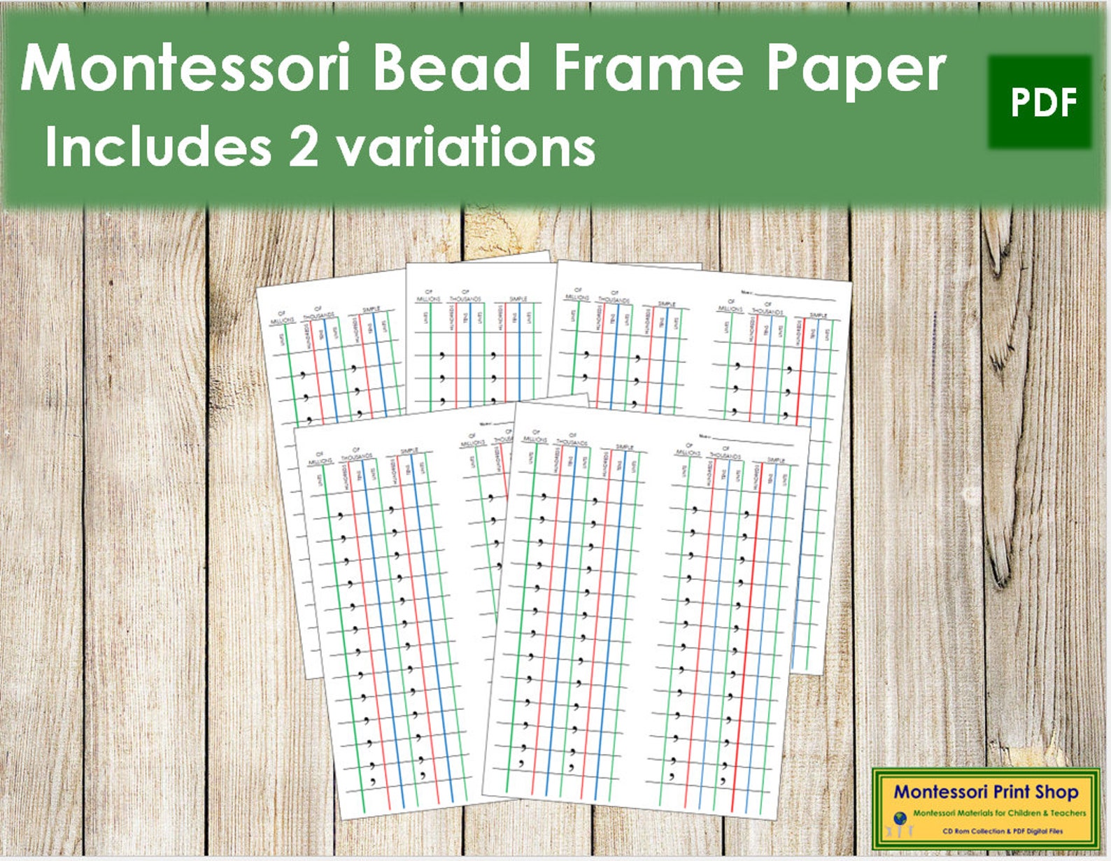 Bead Frame Paper large & Small Printable Montessori - Etsy