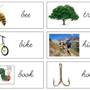 Rhyming Words & Pictures Level 3, Set 1 (CURSIVE) - Montessori Language ...