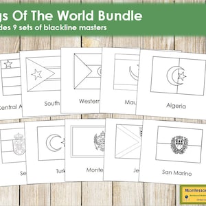 Flags of the World blackline Masters Bundle Geography | Etsy