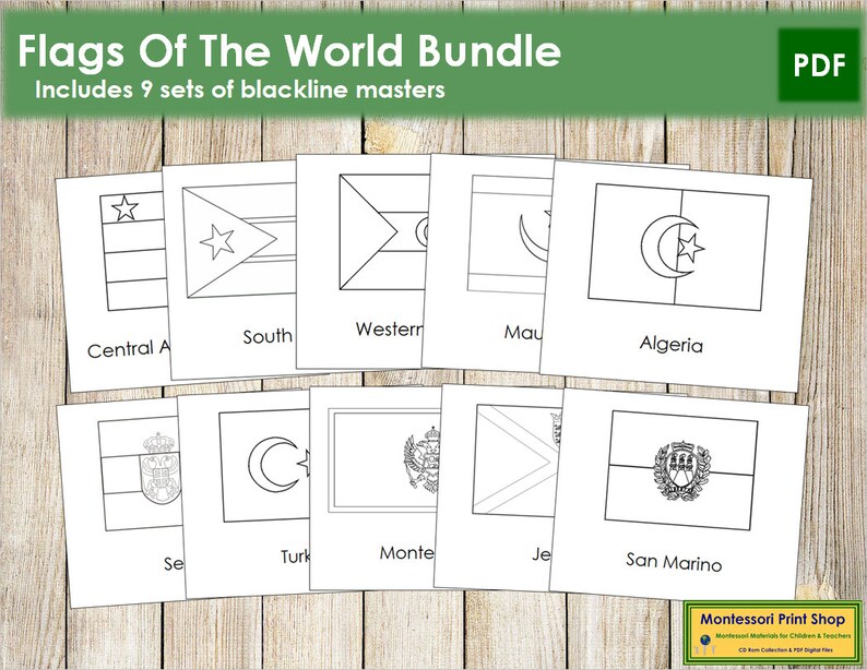 Flags of the World blackline Masters Bundle Geography | Etsy
