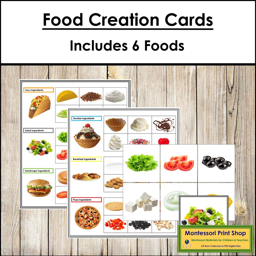 Food Creation Matching Cards - Montessori Preschool Activity (digital ...