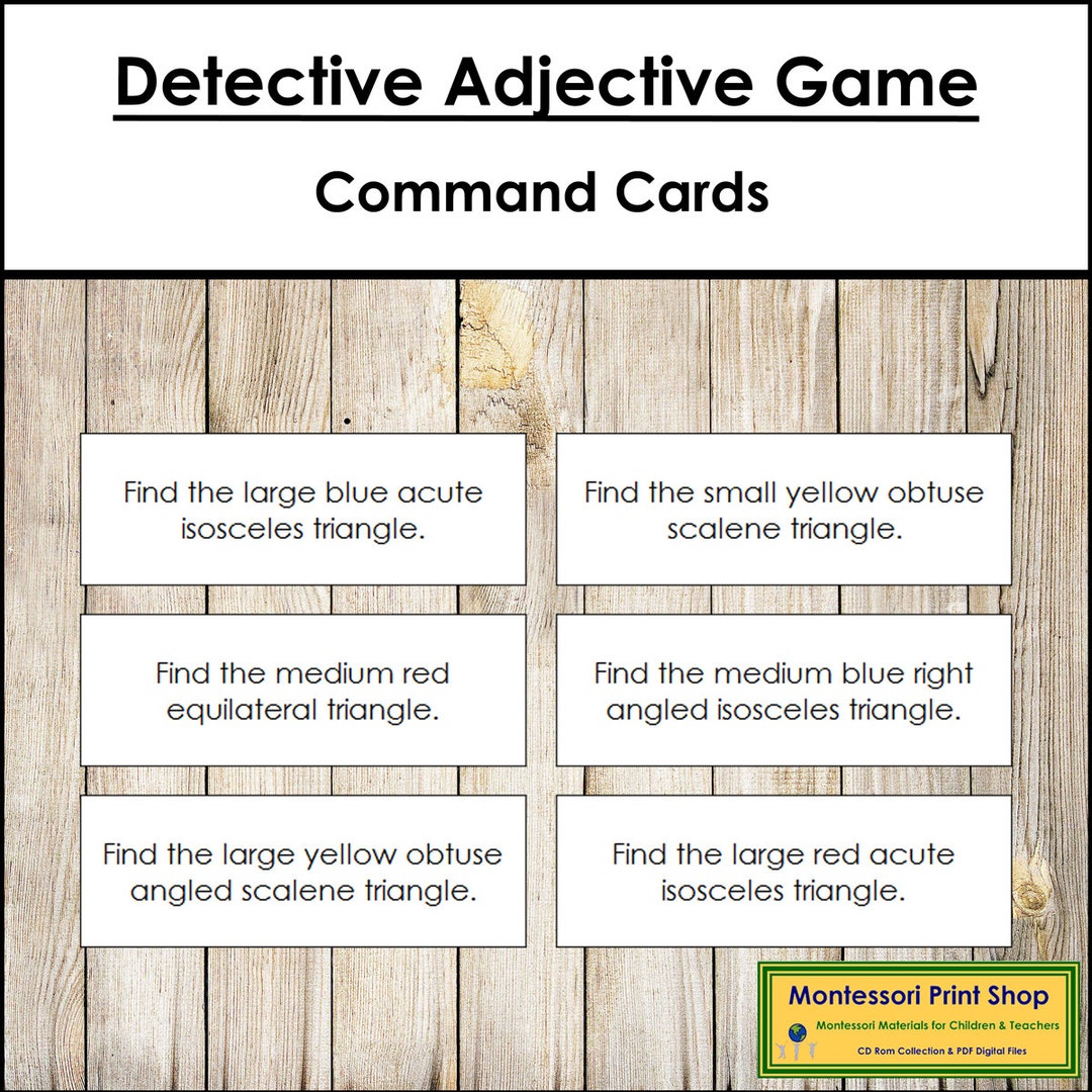 Montessori Detective Adjective Command Cards - Grammar and Geometry ...