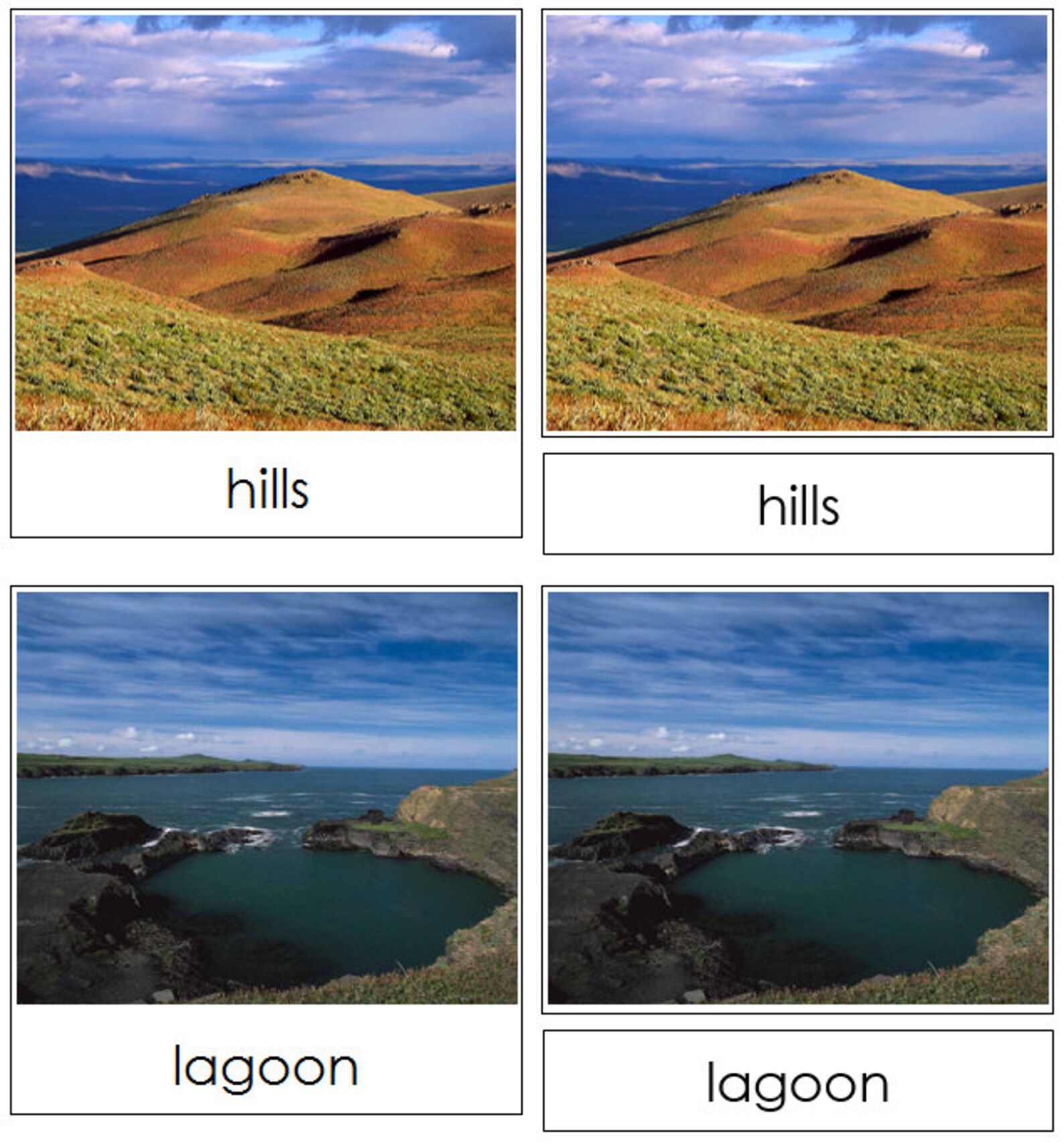 Aquatic & Land Features 3-part Cards Set 2 - Montessori Geography ...