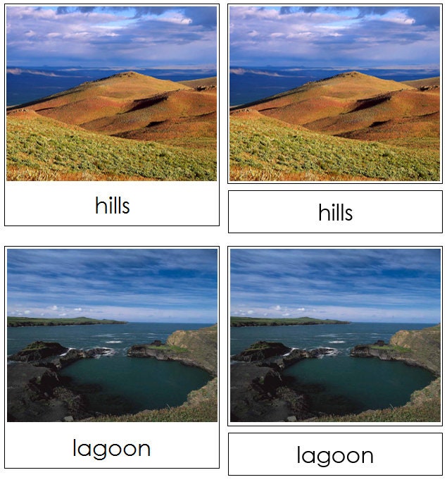Aquatic & Land Features 3-part Cards Set 2 - Montessori Geography ...