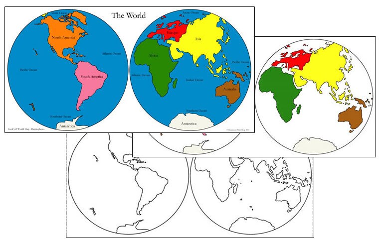 Montessori Maps of the World Bundle color-coded Geography | Etsy