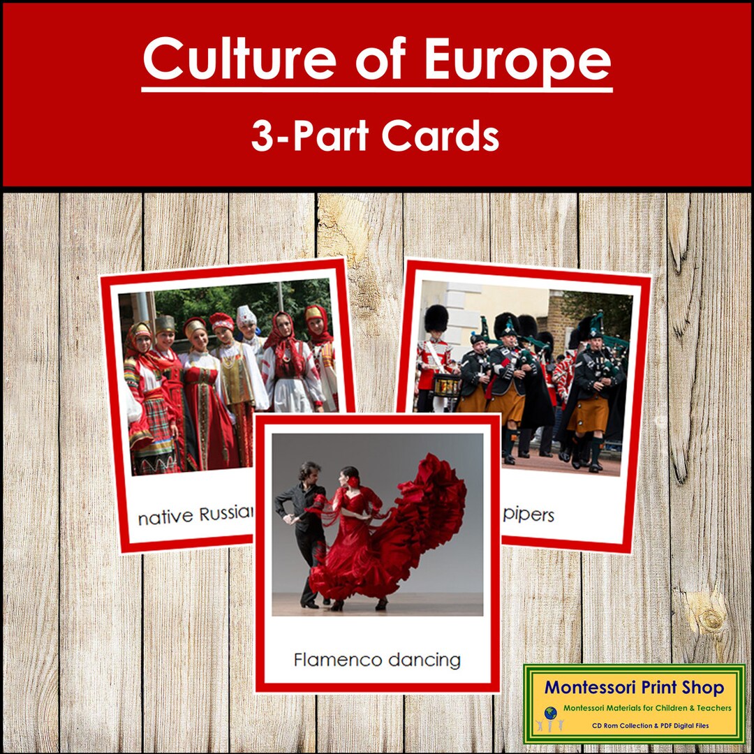 Culture of Europe (color-coded) - Montessori Continent Cards ...