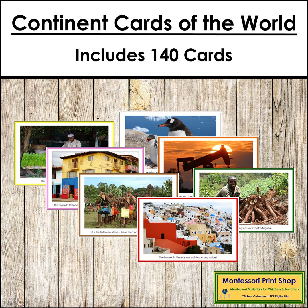 Continent Cards of the World Bundle [montessori Color-code ...