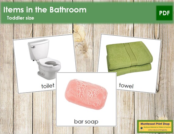 Items in the Bathroom Cards Printable Toddler Montessori - Etsy