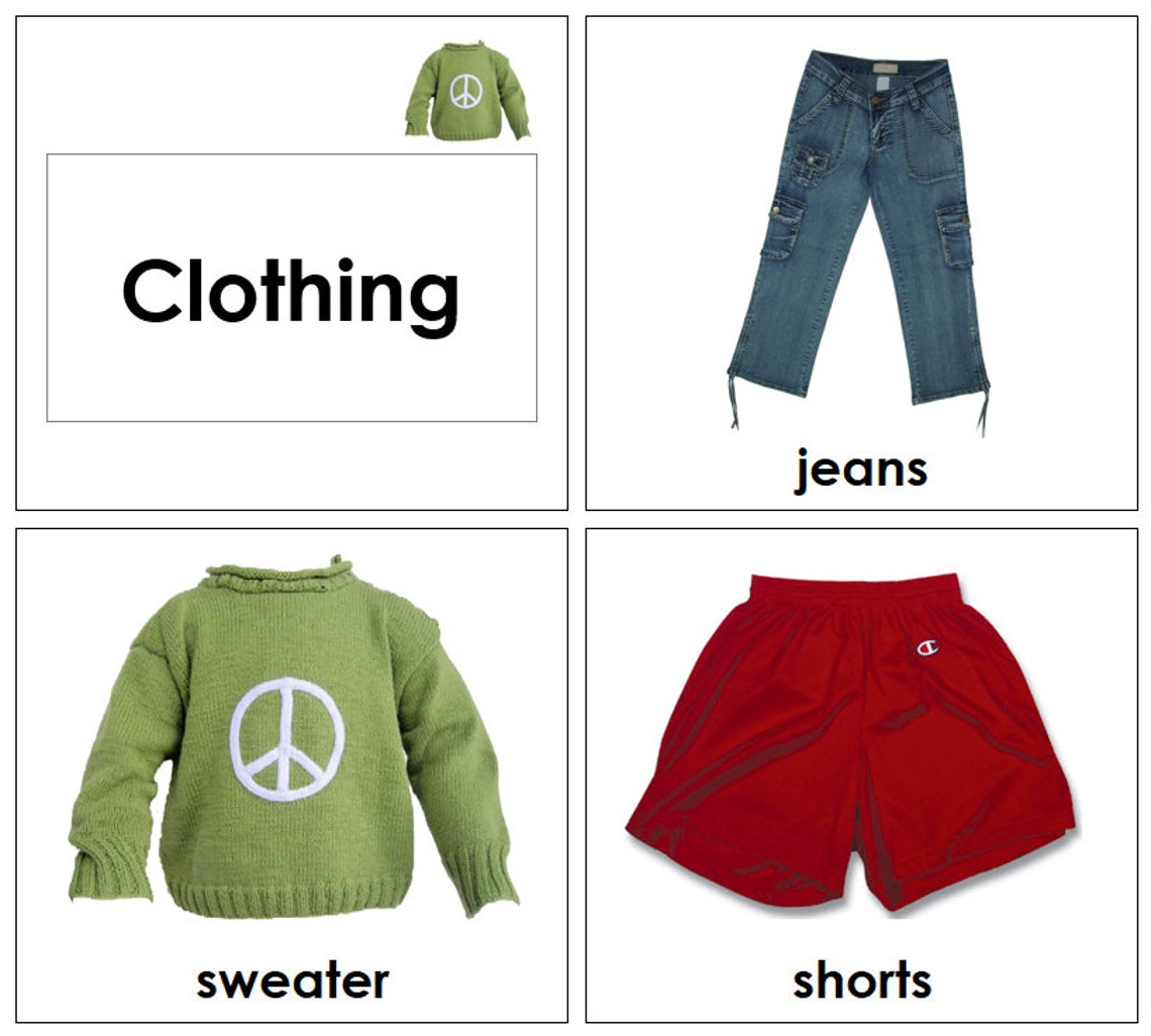 Clothing Cards Printable Toddler Montessori Materials - Etsy UK