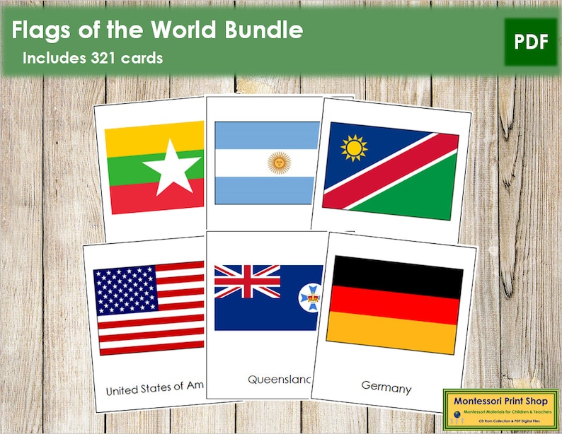 Flags of the World Bundle Geography Printable Montessori | Etsy