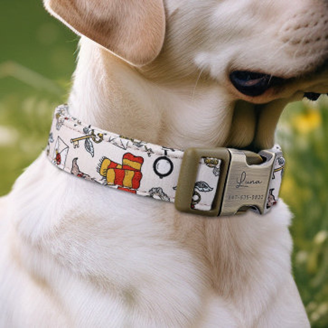 Engraved Dog Collar Personalized With Name Address Number Text Cotton ...
