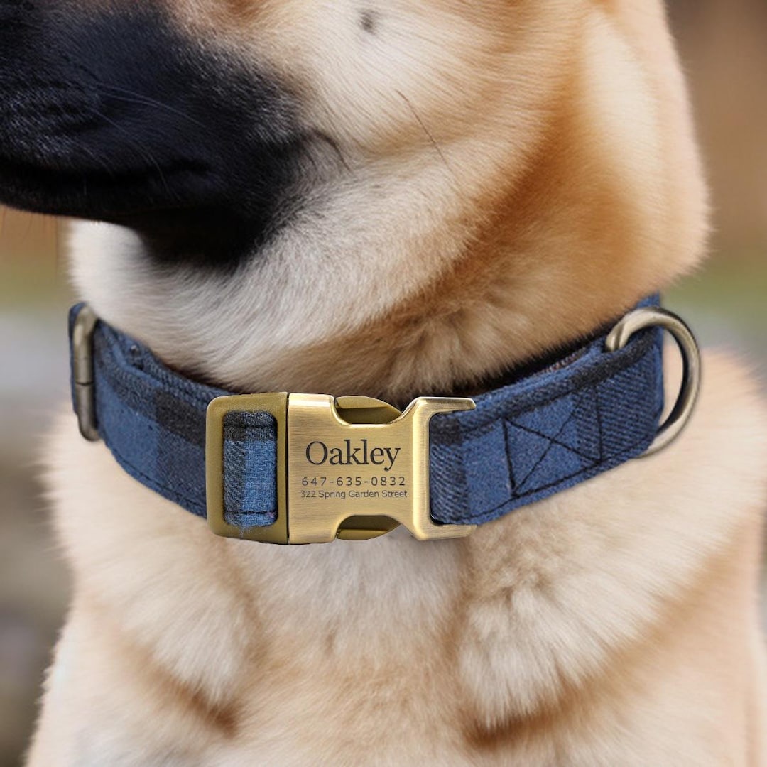 Engraved Dog Collar Personalized With Name Address Number Text Cotton ...