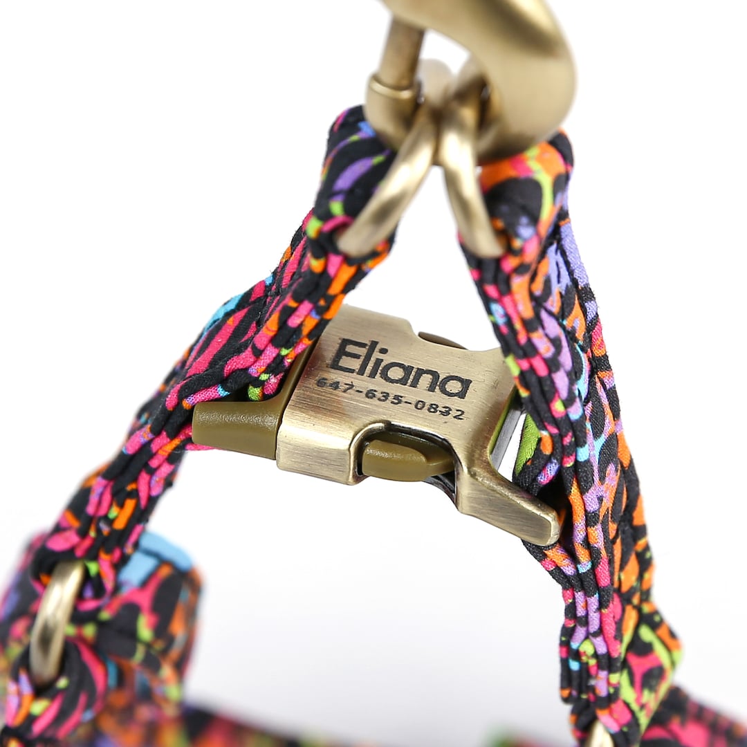 Engraved Step in Dog Harness Organic Cotton Full Sizes Personalized Pet ...