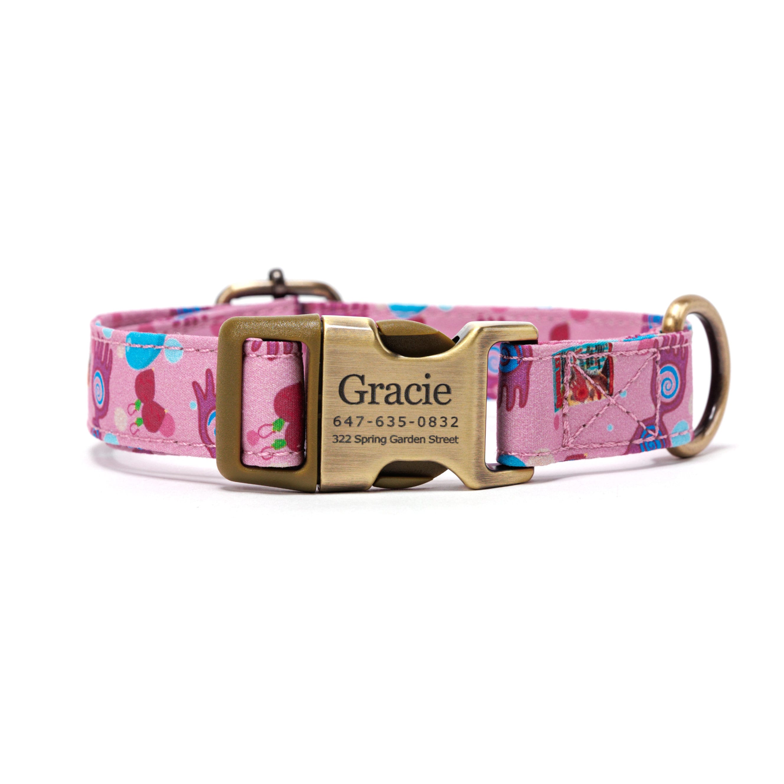 Engraved Dog Collar Personalized With Name Address Number Text Cotton ...